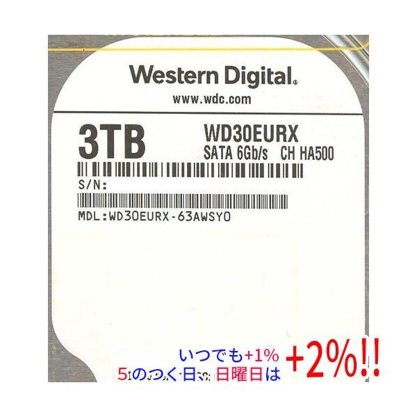 【商品名：】Western Digital製HDD WD30EURX 3TB SATA600　／　【商品状態：】新品 / バルク品。国内正規代理店では、ありませんのでメーカー保障はございません。　／　【検索用キーワード：】≪ウエスタンデジタ...