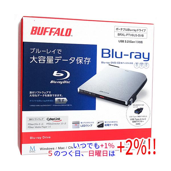 【商品名：】BUFFALO 外付けブルーレイドライブ BRXL-PTV6U3-SVB シルバー　／　【商品状態：】新品。　／　【検索用キーワード：】≪バッファロー≫ BRXL-PTV6U3-SVB [シルバー]　／　【型番：】 BRXL-P...