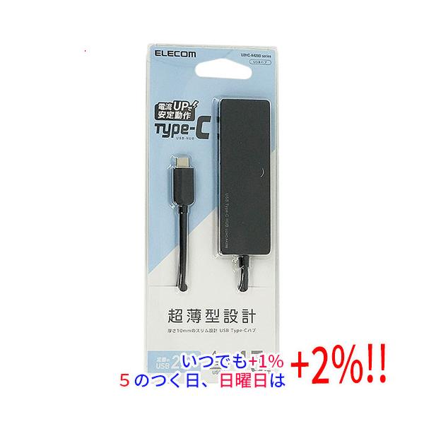 【商品名：】ELECOM製 USB Type-C接続4ポートUSB2.0ハブ U2HC-A429BBK ブラック　／　【商品状態：】新品。　／　【検索用キーワード：】≪エレコム USBハブ 即納≫ U2HC-A429BBK [ブラック]　／...