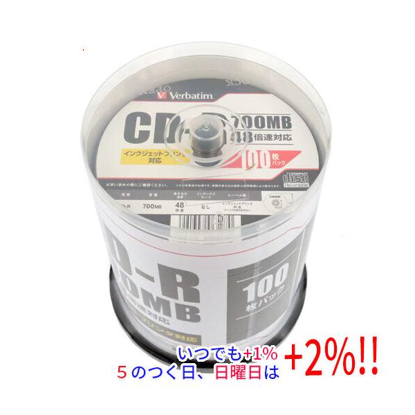 【商品名：】Verbatim データ用CD-R SR80PP100 100枚組　／　【商品状態：】新品。　／　【検索用キーワード：】≪CD-Rメディア≫ SR80PP100　／　【型番：】 SR80PP100　／　【仕様：】[仕様]／ ●記...
