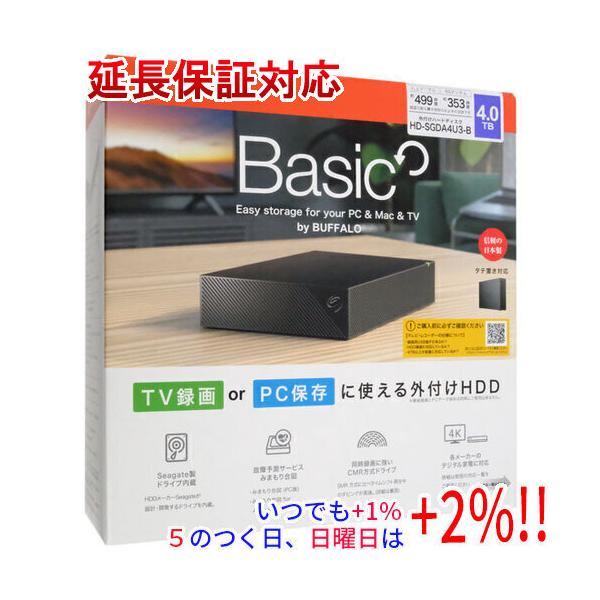 【商品名：】BUFFALO USB3.2(Gen1)対応 外付けHDD HD-SGDA4U3-B ブラック 4TB　／　【商品状態：】新品です。　／　【検索用キーワード：】≪バッファロー ハードディスク ターボUSB 外付け DriveSt...