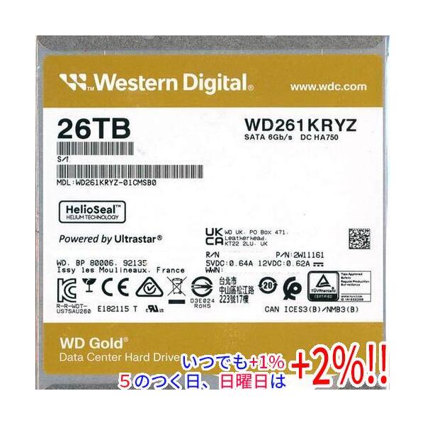 【商品名：】Western Digital製HDD WD261KRYZ 26TB SATA600 7200　／　【商品状態：】新品です。　／　【検索用キーワード：】≪WESTERN DIGITAL ハードディスク 3.5インチ 7200≫ ...