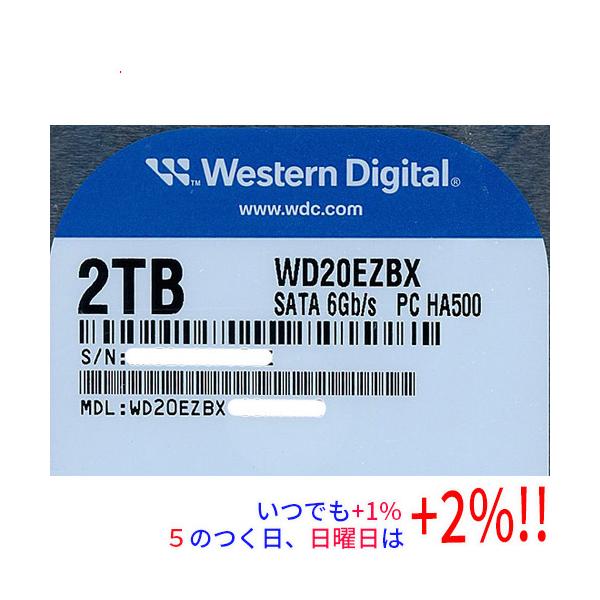 【商品名：】Western Digital HDD WD20EZBX 2TB SATA600 7200　／　【商品状態：】バルク品の新品未使用品です。／※簡易包装での提供となり、メーカー保証は付属しておりません。　／　【検索用キーワード：】...