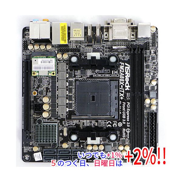 【商品名：】ASRock Mini-ITXマザーボード FM2A88X-ITX+ SocketFM2　／　【商品状態：】動作確認済の中古品です。／ ／ ※中古品ですので、傷、汚れ等ある場合がございます。ご理解の上、ご検討お願いします。　／　...
