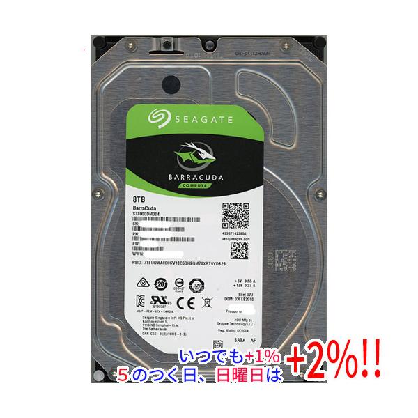 【商品名：】SEAGATE製HDD ST8000DM004 8TB SATA600 2000〜3000時間以内　／　【商品状態：】動作確認済の中古品です。／ ／ ※中古品ですので、傷、汚れ等ある場合がございます。ご理解の上、ご検討お願いしま...