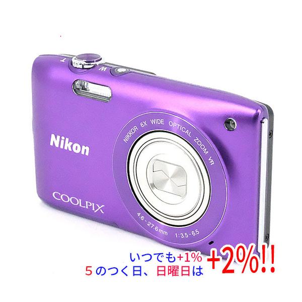 【商品名：】Nikon製 デジカメ COOLPIX S3300 ラベンダーパープル/1600万画素 液晶画面いたみ 元箱あり　／　【商品状態：】動作確認済の中古品です。／／※液晶画面に黄ばみが見られます。／／※中古品ですので、傷、汚れ等がご...