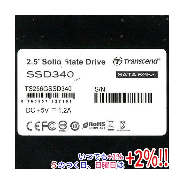 【商品名：】Transcend製 2.5インチSATA SSD TS256GSSD340 256GB 1000〜2000時間以内　／　【商品状態：】動作確認済の中古品です。／／※中古品ですので、傷、汚れ等ある場合がございます。／ご理解の上、...