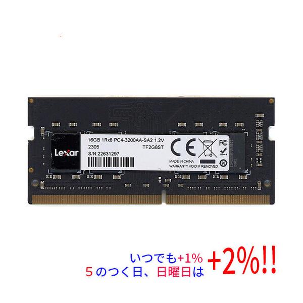 【商品名：】Lexar ノート用 TF2G8ST SODIMM DDR4 PC4-3200AA 16GB　／　【商品状態：】動作確認済の中古品です。／ ／ ※中古品ですので、傷、汚れ等ある場合がございます。ご理解の上、ご検討お願いします。　...