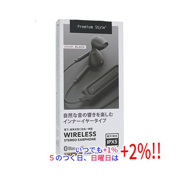 【商品名：】PGA ワイヤレスステレオイヤホン Premium Style PG-BTE12IE1BK ブラック　／　【商品状態：】新品　／　【検索用キーワード：】≪ヘッドフォン イヤフォン イヤホン≫ Premium Style PG-B...