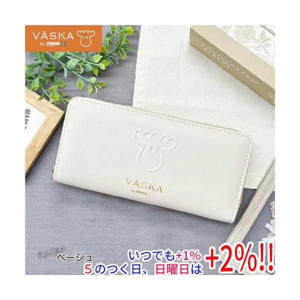 【商品名：】【新品(開封のみ)】 VASKA by moz エンボスフェイス ラウンドファスナー長財布 VMS-0071 ベージュ　／　【商品状態：】新品未使用です。　／　【検索用キーワード：】≪即納 長財布≫ VMS-0071 ベージュ　...