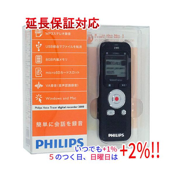 【商品名：】【新品(開封のみ)】 PHILIPS ICレコーダー 8GBメモリー内蔵 DVT2000-BK ブラック　／　【商品状態：】新品未使用。開封のみの未使用品です。　／　【検索用キーワード：】 DVT2000-BK [ブラック]　／...