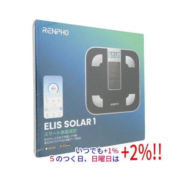 【商品名：】RENPHO ソーラーパワー内蔵 スマート体組成計 Elis Solar 1 R-A012　／　【商品状態：】新品の商品です。　／　【検索用キーワード：】≪体脂肪計・体重計 即納≫ Elis Solar 1 R-A012　／　【...