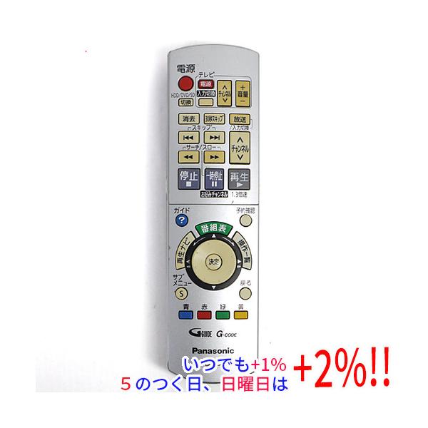 【商品名：】Panasonic DVDレコーダー「DIGA」用リモコン EUR7658YE0　／　【商品状態：】動作確認済の中古品です。／ ／ ※こちらの商品は本体が日焼けしております。／ ※中古品ですので、傷、汚れ等ある場合がございます。...