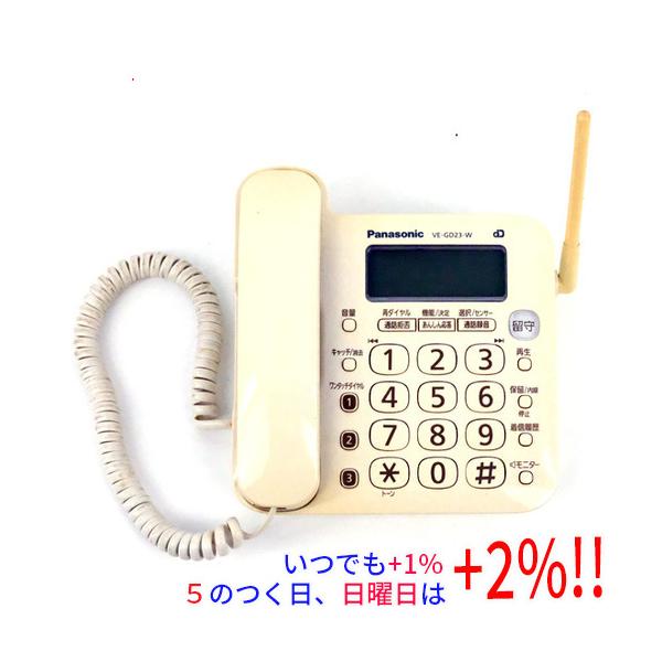 【商品名：】Panasonic 電話機 親機のみ VE-GD23-W 本体のみ 本体いたみ　／　【商品状態：】動作確認済みの中古品です。／／※本体が日焼けしています。／／※中古品ですので、傷、汚れ等がございます。／ご理解の上、ご検討お願いし...
