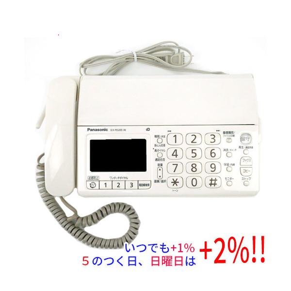 【商品名：】Panasonic 普通紙ファクス 親機のみ KX-PD205-W 本体のみ　／　【商品状態：】動作確認済みの中古品です。／※中古品のため、使用感や傷、汚れ等がある場合がございます。　／　【検索用キーワード：】≪パナソニック F...