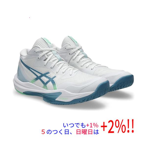 【商品名：】asics アシックス 25.5cm バレーボールシューズ SKY ELITE FF MT 3 1051A081 ホワイト/サバ ブルー　／　【商品状態：】新品　／　【検索用キーワード：】≪即納≫ 25.5cm バレーボールシュ...