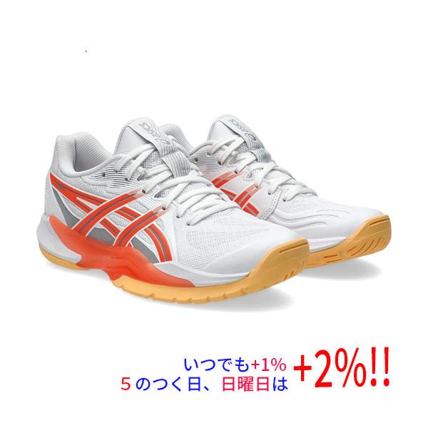 【商品名：】asics アシックス 24.0cm ハンドボールシューズ レディース POWERBREAK FF 1072A104 102 ホワイト/ビビッド コーラル　／　【商品状態：】新品　／　【検索用キーワード：】≪即納≫ 24.0cm...