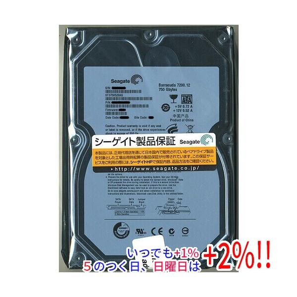 【商品名：】SEAGATE製HDD ST3750528AS 750GB SATA300 7200　／　【商品状態：】新品(バルク品)　／　【検索用キーワード：】≪ハードディスク ハードディスク・HDD(3.5インチ) (750GB 7200...