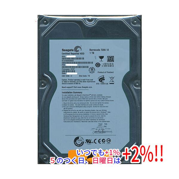 【商品名：】SEAGATE製HDD ST31000528AS 1TB SATA300 7200　／　【商品状態：】新品です。バルク品。国内正規代理店では、ありませんのでメーカー保障はございません。　／　【検索用キーワード：】≪ハードディスク...