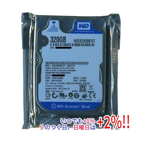 【商品名：】WesternDigital HDD 2.5inch WD3200BEVT 320GB 9.5mm　／　【商品状態：】新品です。バルク品。　／　【検索用キーワード：】≪ハードディスク WESTERN DIGITAL 2.5インチ...