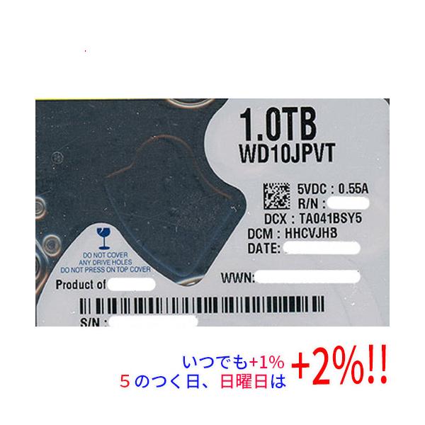 【商品名：】WesternDigital ノート用HDD 2.5inch WD10JPVT 1TB　／　【商品状態：】新品です。バルク品。　／　【検索用キーワード：】≪ウエスタンデジタル ハードディスク WESTERN DIGITAL 2....