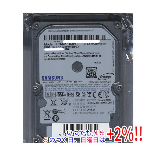 【商品名：】Samsung製 ノート用HDD 2.5inch HN-M101MBB 1TB 9.5mm　／　【商品状態：】新品　／　【検索用キーワード：】≪サムソン サムスン ハードディスク ハードディスク・HDD(2.5インチ) HN-M...
