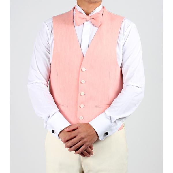 リネン素材の爽やかさ溢れるベスト、ボウタイ、チーフの3点セット。リゾートやガーデン、レストランでのウエディングパーティなどカジュアルなフォーマルシーンに最適なアイテムセットです。イギリスが誇る高級生地マーチャント「HARISSONS OF ...