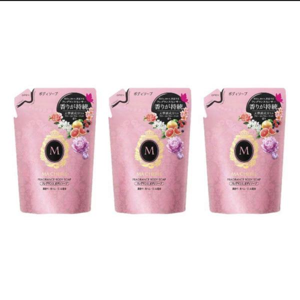 メール便のためポスト投函されます。ご不在時でも受け取り可能です。3個セット　マシェリフレグランスボディソープ詰替用。