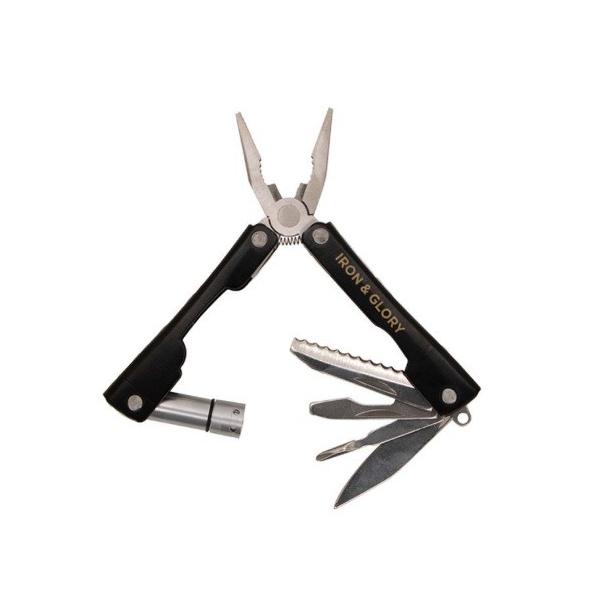 この小さなツールにはペンチ、プラスドライバーとマイナスドライバー、ミニのこぎりとミニナイフ、ボトルオープナーに加えLEDライトもついています。多機能で便利なギフトアイテムです。本体サイズ：67mm x 29mm x 15mm材質：ボディ・ブ...