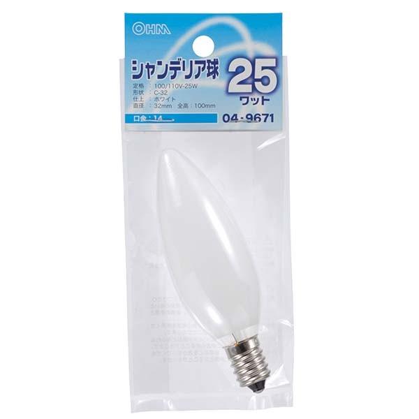 □商品仕様●口金：E14●定格電源：100／110V−25W●形状：C−32●仕上：ホワイト●サイズ：直径32mm×全高100mm●※：こちらの商品は「段無し」です。 「段付き」をご購入の方は担当営業までお問い合わせください。●※：製品の仕...