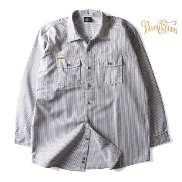 商品名PRBS403 LONG SLEEVE HICKORY SHIRTS BUTTON FRONT / ヒッコリーストライプボタンフロント長袖シャツ商品説明ヒッコリーストライプ生地を使用した長袖シャツ。両胸にはボタン付きのフラップポケット...