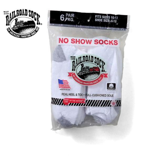 【商品】『THE RAILROAD SOCK/レイルロードソックス』MENS 6Pair NO SHOW SOCKS / メンズアンクルソックス 6足パック -全1色-【素材・原産国】コットン 85% ナイロン 15%/アメリカ  【サイズ...