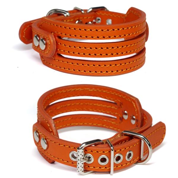 4cm幅のウィペット系用の革首輪です。こちら一点物の完成品(サンプル品）で格安商品となっています。違う色が欲しい場合はご連絡ください●サイズ :　革幅4cm厚み約4mm首周り30cm**必ず首輪周り計ってから注文してください（指１本入るくら...