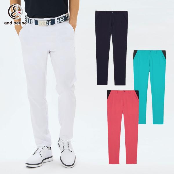 アンパスィ and per se ゴルフウエア メンズ ロングパンツ 「 AMS5025E4 」 ストレッチ 吸汗速乾 UVカット 春夏ウエア 【当店在庫品】 春夏ウェア ホワイト(10) ネイビー(30) ターコイズ(34) チェリー(44)