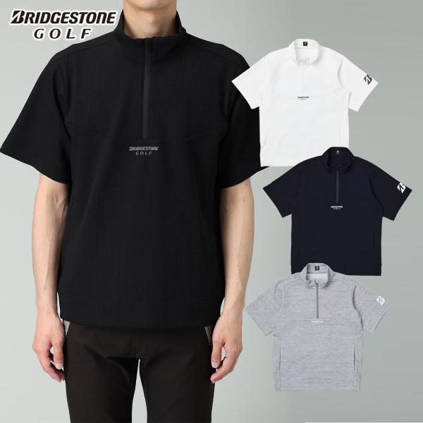 ブリヂストンゴルフ BridgestoneGolf ゴルフウエア メンズ ジャケット ハーフZIP ストレッチ 高通気 半袖 「 IGM01B 」 2026春夏モデル 春夏ウェア BK(ブラック) WH(ホワイト) NA(ネイビー) MG(...
