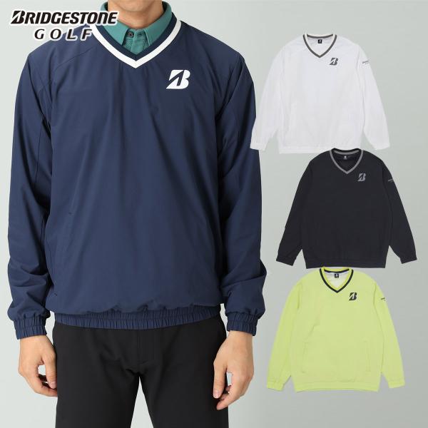 ブリヂストンゴルフ BridgestoneGolf ゴルフウエア メンズ プルオーバー 長袖 Vネック ShinCloストレッチ 軽量 撥水 防風 「 JGM03D 」 2026秋冬モデル 秋冬ウェア ブラック(BK) ホワイト(WH) デ...