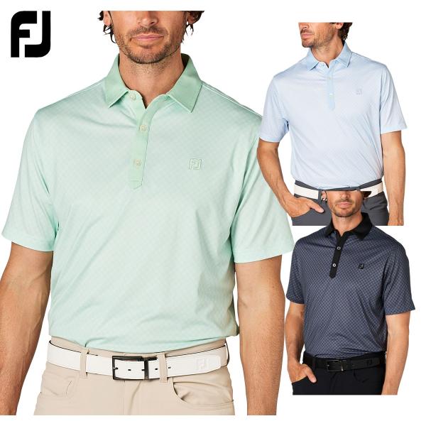 フットジョイ FOOTJOY ゴルフウエア メンズ 半袖シャツ UVカット 吸汗速乾 抗菌 ストレッチ 格子ジャカード 「 FJ-S25-S16 」 春夏ウエア 春夏ウェア ピスタチオ(34529) スカイウェイ(34535) ブラック(3...