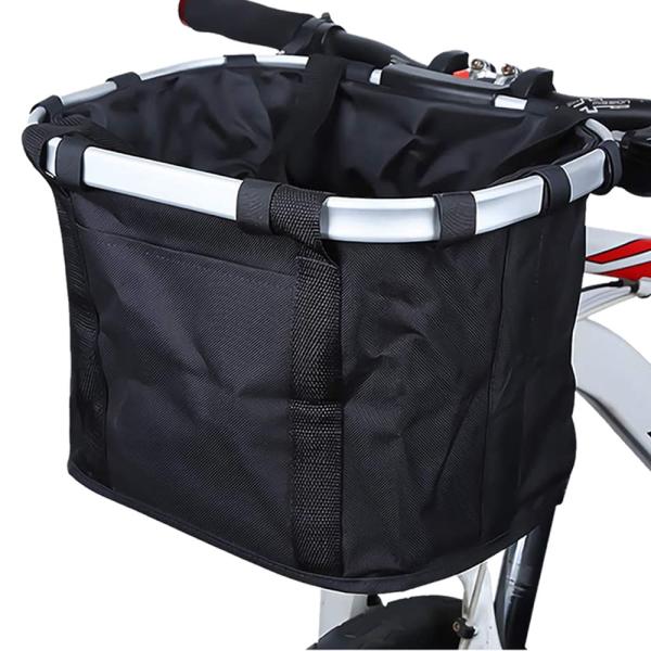 【折りたたみ式・丈夫】自転車カゴは折りたたみのできるカゴなので、使わない時には収納しやすい軽くて頑丈なアルミフレームに水や汚れに強いポリエステル生地で出来たバックは、簡単に脱着できそのまま買い物や家の中へ持ち込むことが可能です【大容量・防水...