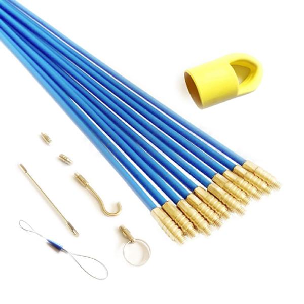 省力化 威力爆発ネジ付き真鍮接続付きのロッドが含まれています通線収納ケースなど便利な超お得セットです取扱いが容易で、挿入が楽で配管でも良く通ります繰出し超自在直進性抜群 ロッドのサイズ:長さ(m) 58ｃｍ/本 線径(Φmm) 44mm線径...