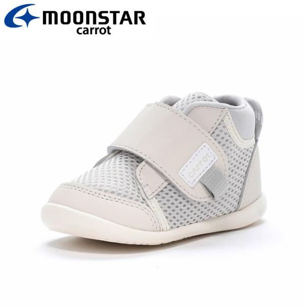 「こどもの足にいいことぜんぶ」の想いから生まれた機能シューズ「ムーンスター キャロット」の「速乾」ベビーシューズです。脱ぎ履きしやすい大きな甲バンドタイプです。ミニマムなパターンと素材使いで、視覚的にも速乾性が伝わるデザイン♪カラーはジェン...