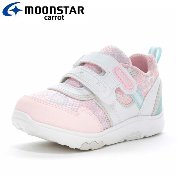「こどもの足にいいことぜんぶ」の想いから生まれた機能シューズ「ムーンスター キャロット」の「チャチャッとRUNドリー!」のキッズシューズです。ワンタッチで脱ぎ履きできるバンドのジョグタイプです。洗濯機で洗えて「急速乾燥」機能もついている、忙...