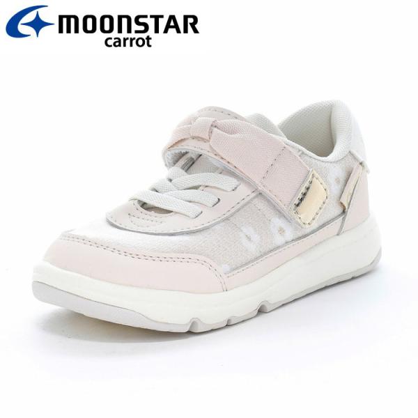 「こどもの足にいいことぜんぶ」の想いから生まれた機能シューズ「ムーンスター キャロット」のキッズシューズです。脱ぎ履きしやすいゴム紐×バンドタイプです。まるで太陽とマリアージュしたような春夏にぴったりな花柄プリントと、ブラウスの襟をイメージ...