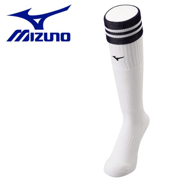 ■ミズノ公式オンライン / 野球 / ソックス履き口のカラーがアクセントのハイソックス脹脛と土踏まず部の編地を変えたデザインと履き心地がポイントになったハイソックスです。■サイズ23〜25cm総丈：34cm■カラー14：ネイビー■素材アクリ...