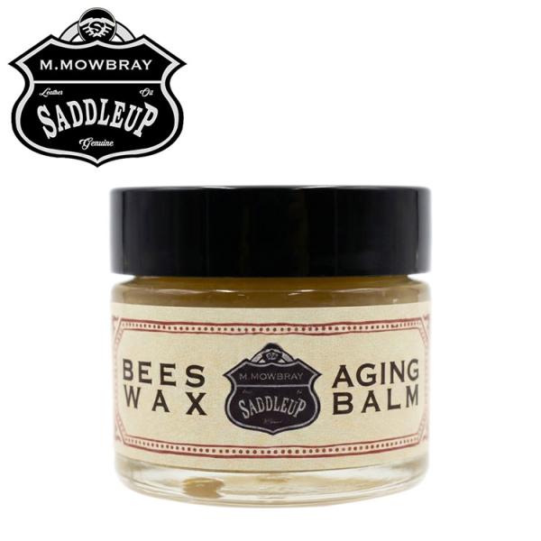 Saddle Up Bees Aging Balmオイルドレザー製品の皮革製品全般に使用可能な、純度の高い天然の蜜蝋（ビーズワックス）を配合した栄養・保湿クリームです。革本来の自然なツヤ感に仕上げることに加え、香りも蜜蝋配合クリーム特有の香...
