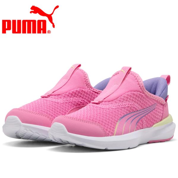 キッズスニーカーの中でもプーマらしいパフォーマンスニーズに特化してデザインを投入した一足。4歳から8歳のお子様におすすめのサイズ。プーマの新しいSLIPTECHテクノロジーにより、手を使わずにシューズを脱ぎ履きでき、ユニークなステップインス...