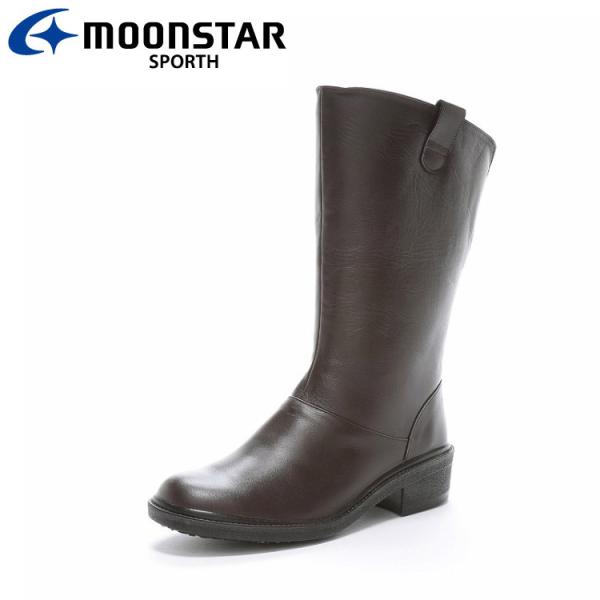 送料無料 ムーンスター スポルス レディース ウィンターブーツ 冬靴 日本製 革靴 SP5221NSR チョコ リペア対応 ガラス防滑 雪 天然皮革 本革 ナノスペラン ブーツタイプ ダークブラウン スニーカー スノーブーツ MoonStar（ムーンスター） SP5221NSR チョコ 42301299 スポルス