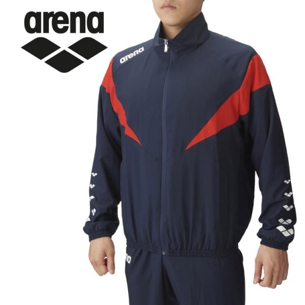 ■水泳(競泳)チーム用の布帛ジャケットです。ノーマルシルエットでゆったり見えるパターンを採用しています。5連アリーナマーク使用デザインです。・素材名：ARNウーブン【メーカー取り寄せ商品】 こちらの商品はメーカー手配の為、完売の場合もござい...