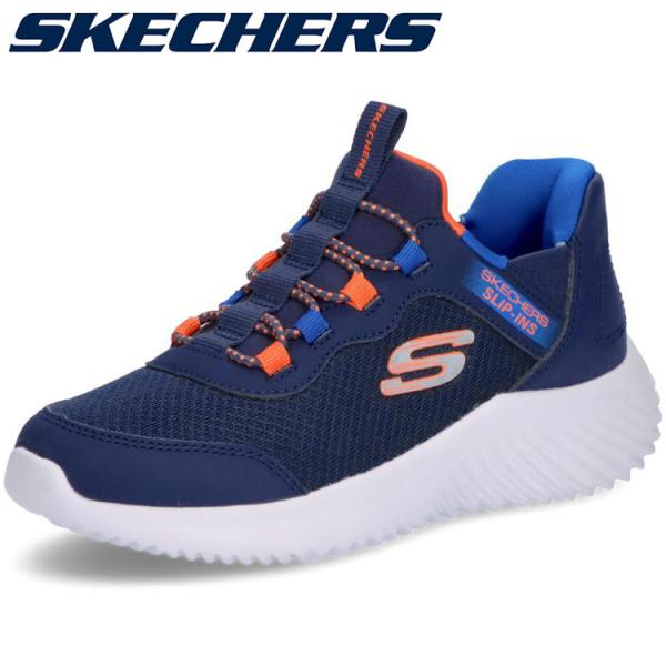 立ったままハンズフリーで靴の脱ぎ履きが可能なSLIP-INSモデル。ストレッチレースを配したメッシュと合成素材のアッパー、クッション性のある低反発素材のSkechers Air-Cooled Memory Foam(スケッチャーズ エアクー...