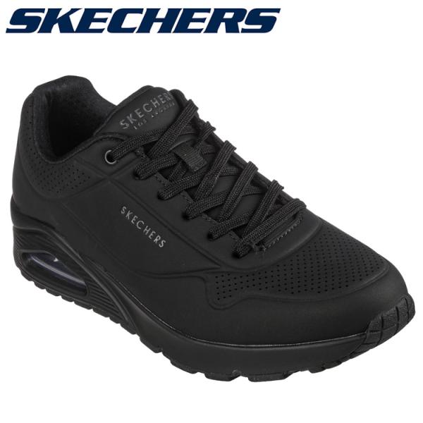 クラシックなエアクッションスタイルに最新の快適性を取り入れたシューズ、スケッチャーズ ストリート ウノ - スタンド オン エア。アッパーになめらかな穴あきタイプのレザー調の合皮を使用したファッションスニーカー。SKECHERS Air-C...