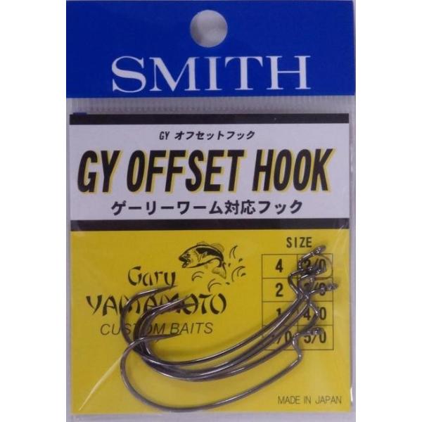 メーカー：スミス商品名：GYオフセットフック５個入り適合ワーム例（パッケージ裏面より）４　イモ30　オケラ　タイニーイカ　レッグワーム2.5”２　タイニーイカ　ヤマセンコー2”１　イモ40　イカ4”　カットテール3.5”　ヤマセンコー3”1...